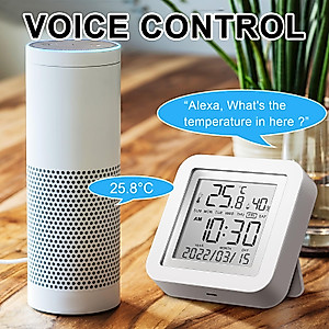 Flutesan 2 Pcs Smart Wireless Temperature Monitor Humidity Monitor Wireless Hygrometer Thermometer Digital Room Compatible with APP Notification Alert and LCD Display House