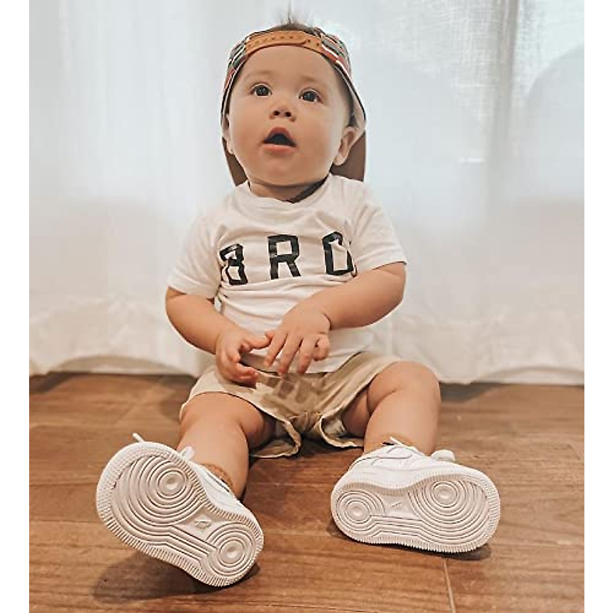 Biivrii Newborn Baby Boy Summer Outfits Shirts and Shorts Set Infant Short Sleeve Tops Drawstring Jogger Shorts Pants 2Pcs Clothes Set (A1 White, 12-18 Months)