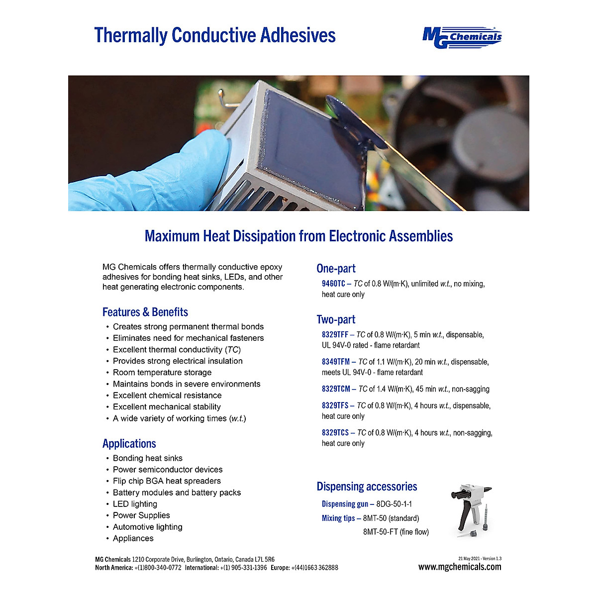 MG Chemicals 8329TCS Thermal Conductive Adhesive, Slow Cure, 15 g, 2 Dispeners, 8329TCS-6ML, 6 mL Kit,Dark Grey