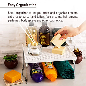 EDNA HOME Cabinet Shelf Organizer, Stacking Cabinet Rack, 11 x 11.8in, Metal Wire Pantry and Counter Shelf for Storage of Kitchen and Bathroom Items, Made in Europe, 1 Piece