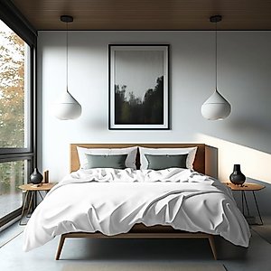 Bamboo Bay White Duvet Cover King Size - 100% Viscose Made from Bamboo Duvet Cover Set - 3 Piece Cooling Duvet Cover King with Corner Ties & Button Closure, 1 King Duvet Cover & 2 Pillowcases