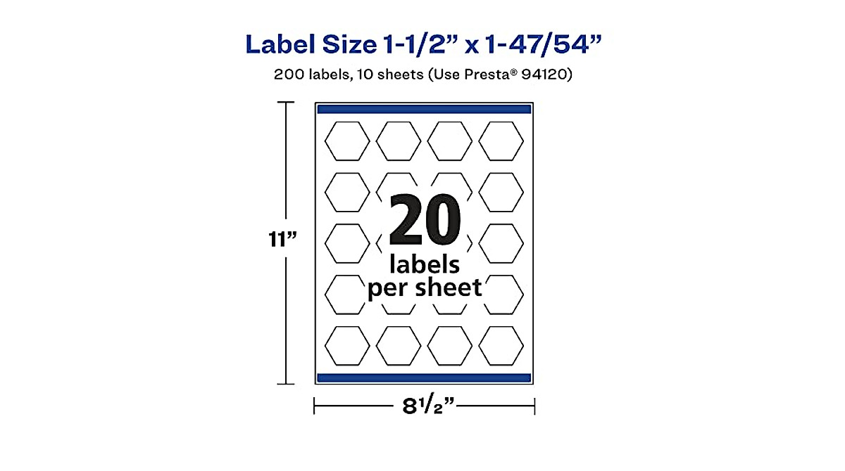 Avery Glossy White Hexagon Labels - Durable & Print-to-the-Edge