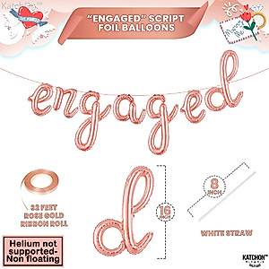 KatchOn, Rose Gold Engaged Balloons - 10 Feet, 16 Inch | Engagement Balloons for Engagement Party Decorations | Engagement Decorations | Bachelorette Party Decorations | Bridal Shower Decorations