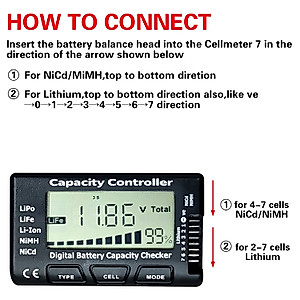 SUPULSE Battery Tester Digital Battery Capacity Checker Controller Tester Voltage Tester for LiPo/Life/Li-ion/NiCd/NiMH Battery Capacity Controller