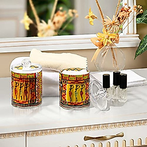 DOMIKING African Design 2 Pack Cotton Swab Holder Dispenser Plastic Jar Bathroom Storage Canister Acrylic Containers for Cotton Ball Cotton Swab Cotton Round Pads