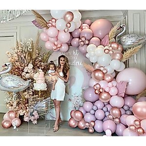 Woaipati Pastel Pink Purple Balloon Arch Kit Double Stuffed Lavender Balloon Garland Baby Shower Decorations for Girl Birthday Party Bridal Shower Bachelorette Engagement Wedding Party Decorations