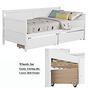 HOUAGI Daybed with 2 Storage Drawers,Twin Size Sofa Bed for Bedroom Living Room,White