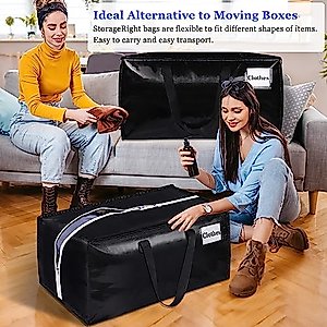 StorageRight Extra Large Moving Bags Oversized Moving Boxes with Strong Handles ＆ Zippers，Collapsible ＆ Reusable Storage Tote for Items，Ideal for Packing & Space Saving 93L,8-Pack