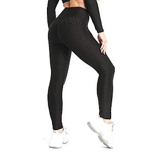 SEASUM Women's High Waist Yoga Pants Tummy Control Slimming Booty Leggings Workout Running Butt Lift Tights L