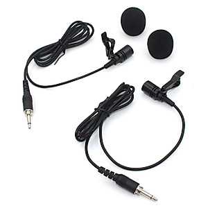 ZRAMO Metal 3.5mm Mono Screw Hands-free Lavalier Microphone w/Outside Screw Connector for Sennheiser Wireless Transmitter- Noise Cancelling Condenser Mic, Clear Voice (2X Lapel Microphone)