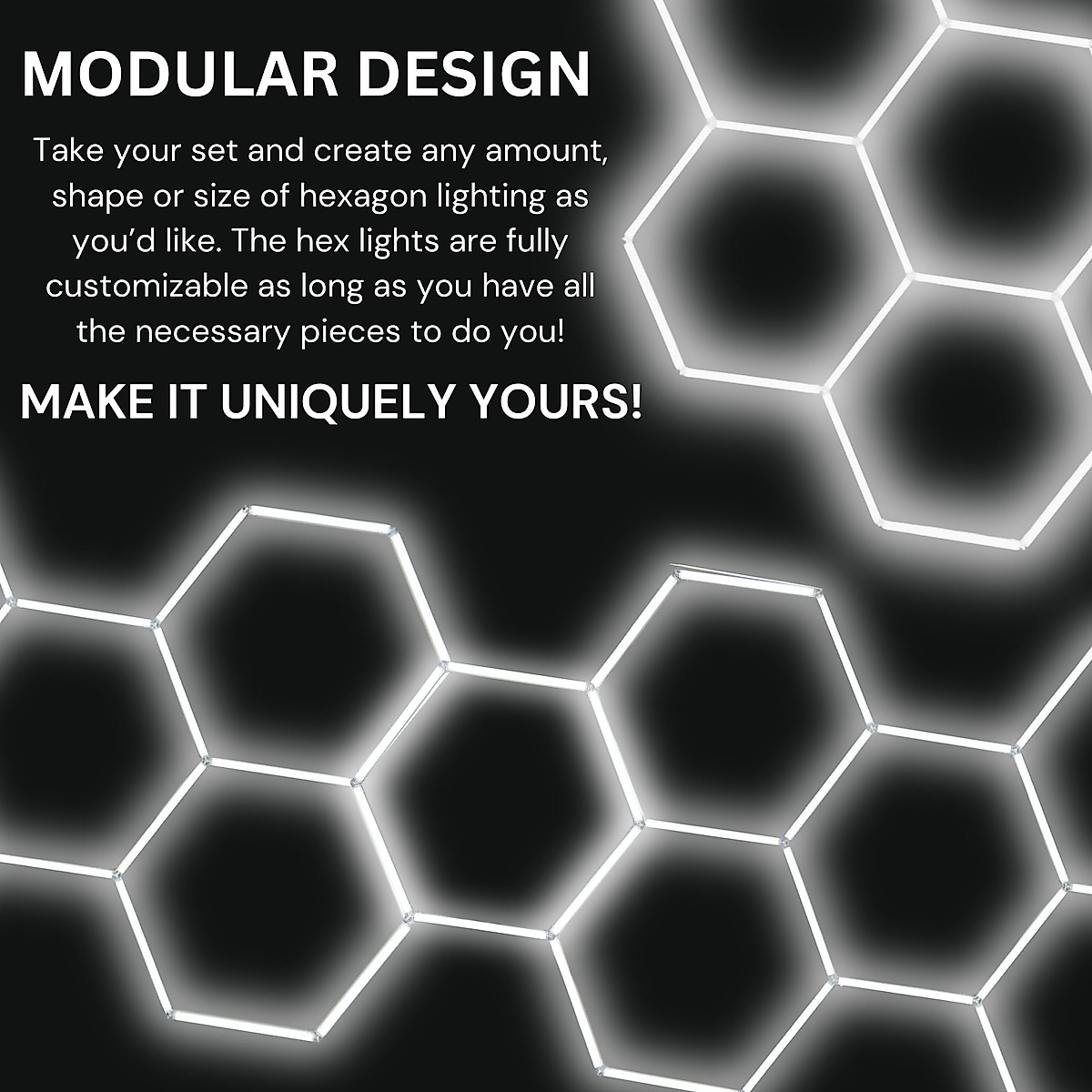 Hexagon LED Garage Light Fixture - 6000K 88W 2 Grid Hexagon Light Set for Garage, Detail Shop, Commercial Store, Office, etc. 7,920 Lumens 110V 5.35' X 3.25' FT (2 Hexagon (5.35' x 3.25'))