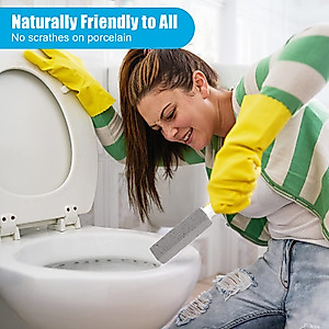 Pumice Stone Toilet Bowl Cleaner with Handle - Pumice Stone for Toilet Cleaning - Stain Remover - Also Cleans Limescale, Hard Water Rings, Tiles, Iron and Rust, Household Cleaning 4 Pack