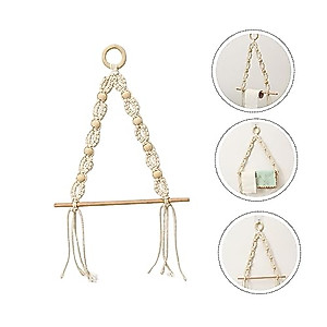 DOITOOL 1pc Roll Cotton Rope Towel Rack Woven Wall Hangings Decorative Toilet Paper Holder Boho Towels Hanging Macrame Basket Macrame Towel Holder Storage Rack Wood Khaki Tissue Holder Key