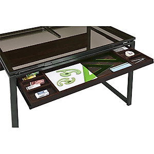 Coaster Furniture Pantano Glass Top Dark Gunmetal and Chestnut Drafting Desk 805571