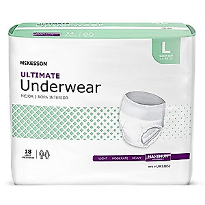 McKesson Ultimate Underwear, Incontinence, Maximum Absorbency, Large, 72 Count