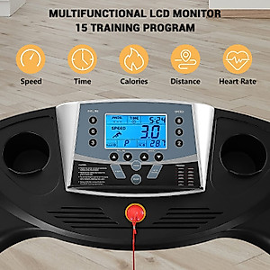 Treadmill with Auto Incline Foldable Treadmill 17'' Electric Treadmills 2.5 HP/8.5 MPH with 15 Training Programs 0-12% Auto Incline Large LCD Display Easy Assembly for Home Office Gym Use