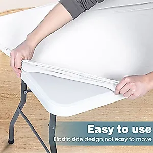 Mixweer 2 Pieces Spandex Tablecloth Stretch Tablecloth Elastic Fitted Picnic Table Cover Washable Folding Table Cover Rectangle Polyester Tablecloth for Picnic Party (White,72 x 30inch)