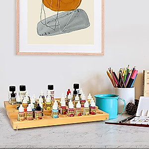 J JACKCUBE DESIGN 3 Tier Craft Acrylic Paint Organizer Holder Rack Wood Stand, Army Kits Acrylic Paint, Art Supply Ink Tool Storage Holder for 61 Bottles of Paints- MK456B