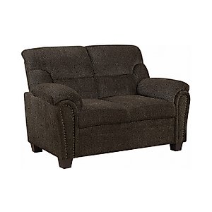 Clementine Padded Loveseat with Nail Heads Brown 506572