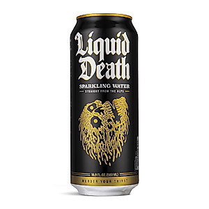Liquid Death, Sparkling Mountain Water, Real Mountain Source, Natural Minerals & Electrolytes, 18-Pack (Tallboy Size 16.9oz Cans)