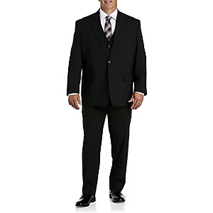 Oak Hill by DXL Men's Big and Tall Waist-Relaxer Pleated Suit Pants Black 44 x 32