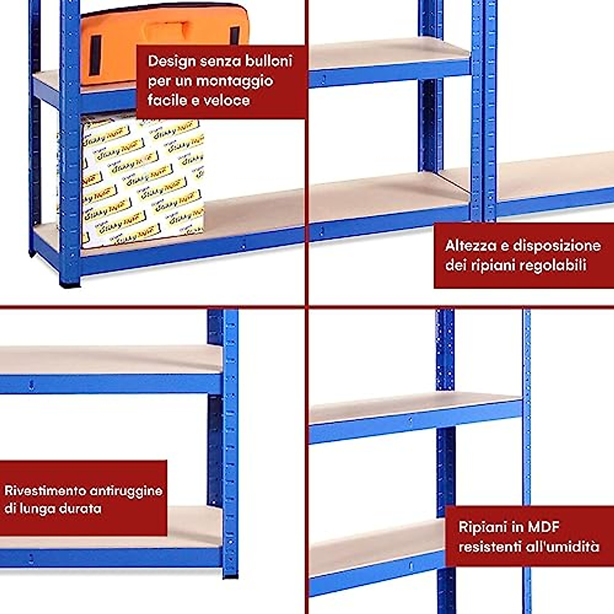 G-Rack Garage Shelving Units - 5 Tier Storage Rack Shelves Shelf Unit - 180 x 90 x 30-1 Bay 150kg Per Shelf - Heavy Duty Racking Metal Industrial Shelves Storage Rack Shed Solutions - Blue