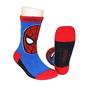 Marvel Super Hero Adventures Spider-Man Baby Toddler Boys 6 pack Socks with Grippers (5-7 yrs, Red/Blue)