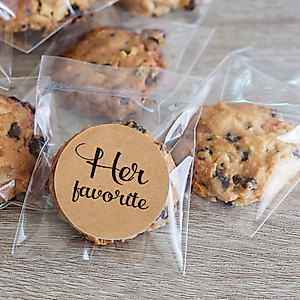 80-Pack- 2” Kraft his Favorite & her Favorite Wedding Stickers, Rustic Wedding Favor Stickers Labels