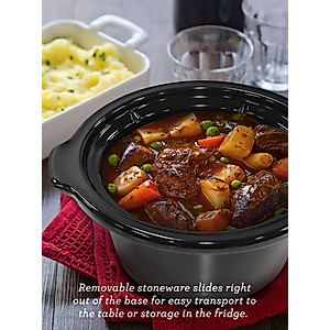 Elite Gourmet MST-350B Electric Slow Cooker, Adjustable Temp, Entrees, Sauces, Stews & Dips, Dishwasher Safe Glass Lid & Crock (3 Quart, Black)