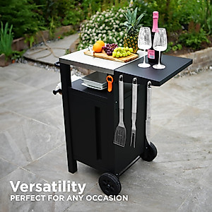 EMBERLI Grill Cart Outdoor with Storage, Modular BBQ Cart, Bar Patio Kitchen Island Prep Stand Cabinet