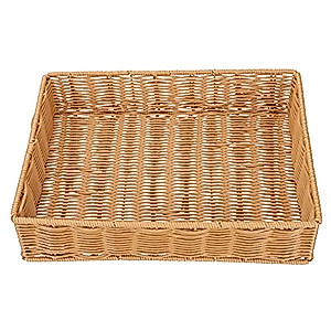 Cabilock Water Hyacinth Storage Baskets Rectangular Wicker Baskets Braided Weave Pantry Basket with Built- in Handles Rustic Woven Basket for Organizing 37 27 8cm