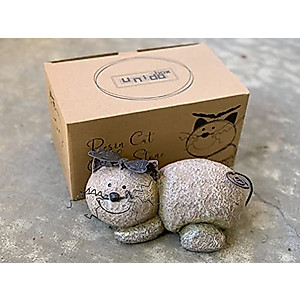 Unido Box Resin Resting Cat Statue, Garden Stone - Perfect for Garden Accent and Home Décor