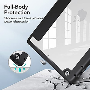 ESR for iPad Cases for 9 Generation, Hybrid Trifold Stand Case Compatible with iPad 9th/8th/7th Generation, Magnetic Detachable Cover with Pencil Holder, Auto Sleep and Wake, Rebound Series, Black