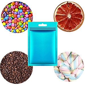 100 Pcs Blue Resealable Smell Proof Ziplock Storage Bags, Foil Pouch for Food Storage (3.9 x 7 inch/ 10 x 18 cm)