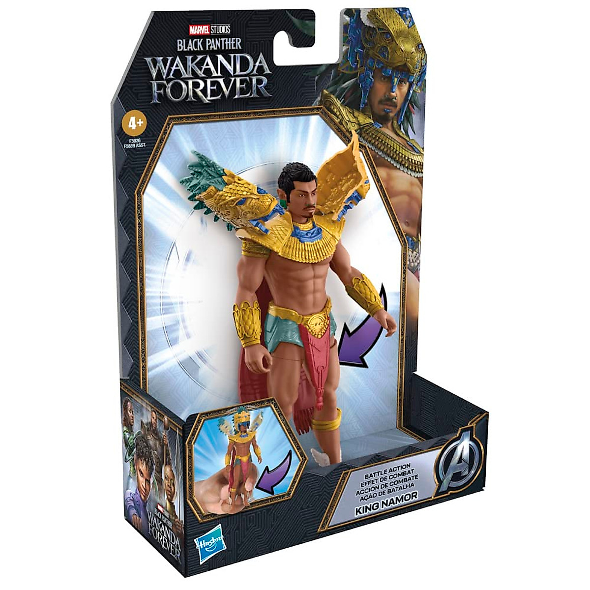 Marvel Studios' Black Panther Wakanda Forever Battle Action King Namor, 6-Inch Action Figure, Toy for Kids Ages 4 and Up