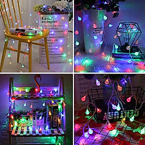 Metaku RGB Globe String Lights Fairy Lights Battery Operated 26ft 60LED String Lights with Remote 16 Colour Changing Garden Lights Waterproof Indoor Outdoor Decorative Lights for Garden Patio Home