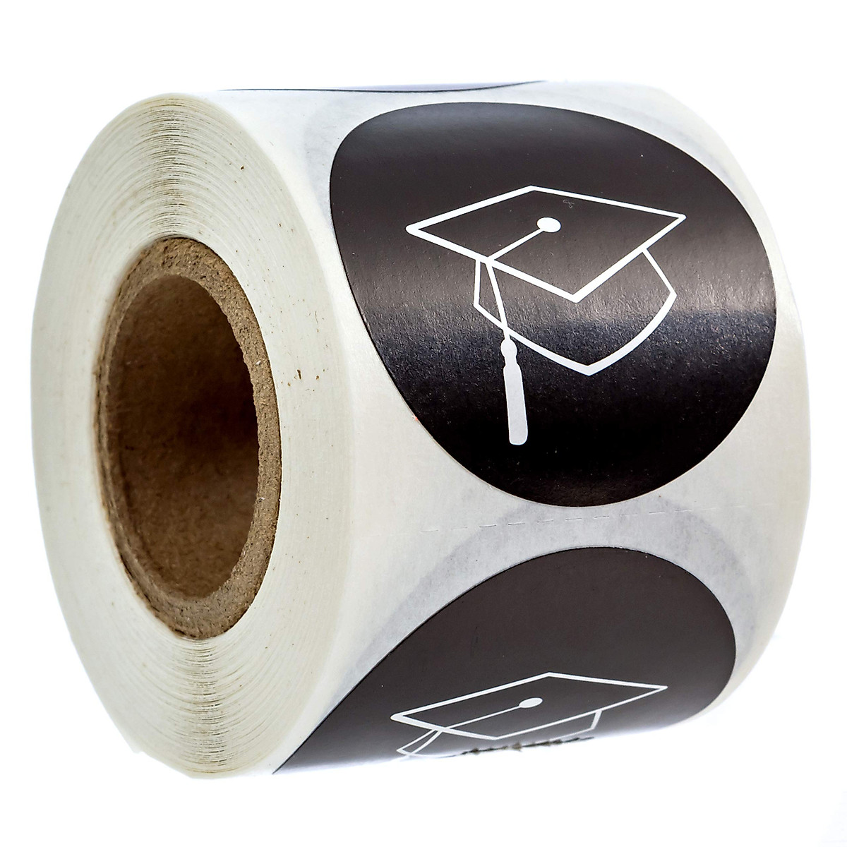 Graduation Stickers / 250 Graduate Labels / 1.5" Black and White High School College Class of 2024 Grad Cap Envelope Seals/Made in The USA