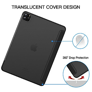 JETech Case for iPad Pro 11-Inch, 2022/2021/2020/2018 Model (4th/3rd/2nd/1st Generation), Compatible with Pencil, Cover Auto Wake/Sleep (Black)