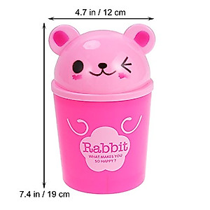 TOYMYTOY Desktop Trash Can Cartoon Animals Wastebasket Rubbish Storage Bin Mini Garbage Organizer (Pink Rabbit)