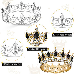 Hinly 8 Pcs Homecoming Prom Tiara Sash Set Prom King and Queen Crown Tiara Princess's and Prince's Royal Crowns Shiny Satin Sash for Homecoming Party Cosplay Favors(Exquisite)
