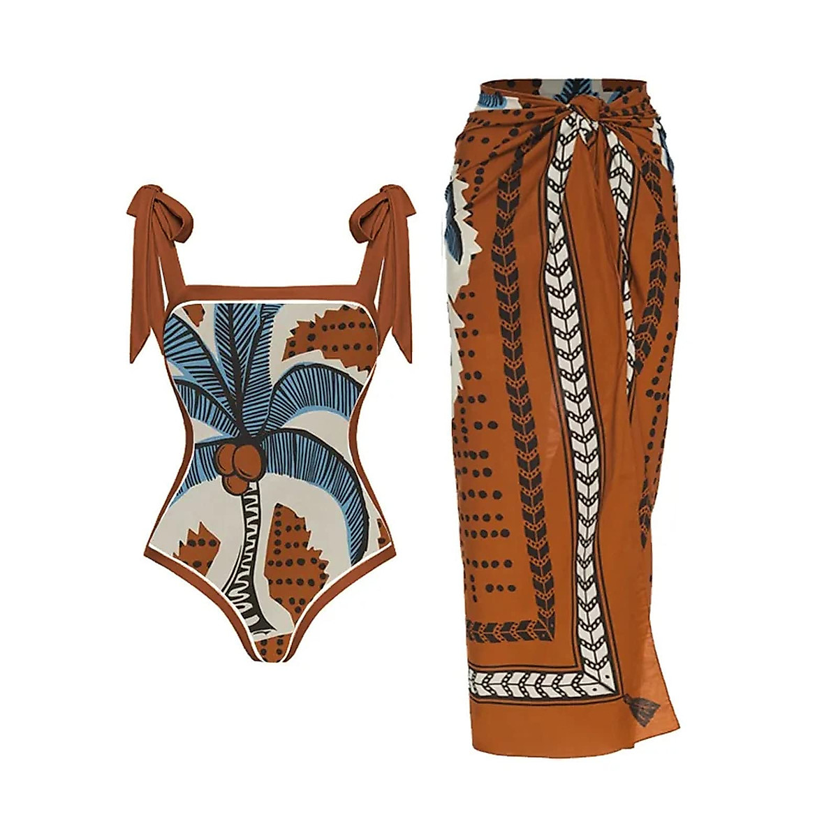 Bathing Suits for Women 2 Piece 2023 Beach Vintage Bathing Suits Cover-Ups Swimwear Tummy Control Monokini Swimsuits