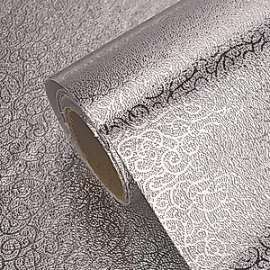 Kitchen Backsplash Wallpaper, 15.7'' x 196.8'' Aluminum foil Stickers Contact Paper, Self-Adhesive Oil Proof Heat Resistant Wall Sticker for Countertop Drawer Shelf Liners (Silver)