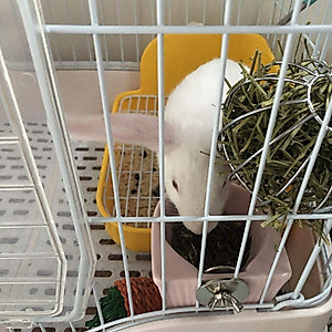 Small Animals Bowl, Detachable Cage Feeder Pet Ceramic Water & Food Feeder, Small Animal Supplies for Rabbit Parrot Squirrels Chinchilla Hamster Ferret (White, M)