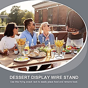 Angoily 3PCS Metal French Fries Stand Cone, Wire French Fry Serving Basket with 2 Sauce Dipper for Snack Fried Chicken Display for Party Restaurant Bar Picnics and Outdoor Events