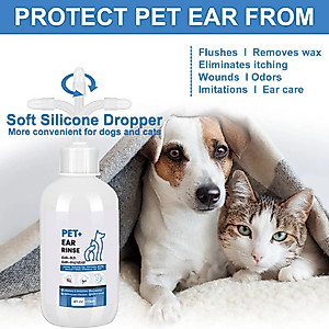 Dog Ear Cleaner - Dog Ear Inflammation Therapy with 0.012% Hypochlorous Acid for Itch Relief, Soothe Ear Inflammation, Removes Wax, Odor, with 30 Cotton Swabs, 4 Fl oz