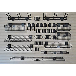 HandiWall Deluxe Accessory Kit with 46 Locking Bracket Hooks, Shelves, and Baskets for Slatwall Panels