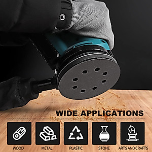 POLIWELL 5 Inch Sanding Discs Hook and Loop 8 Hole Heavy Duty Silicon Carbide Sandpaper 320 400 600 800 1000 1500 2000 3000 4000 5000 7000 10000 with Interface Pad for Random Orbital Sander,120 Pack