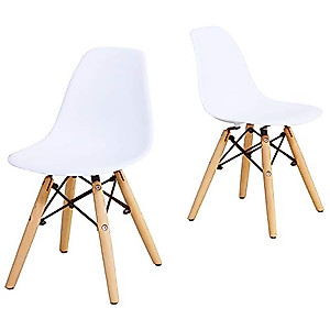 Costzon Kids Table and Chair Set, Kids Mid-Century Modern Style Table Set for Toddler Children, Kids Dining Table and Chair Set, 3-Piece Set (White, Table & 2 Chairs)