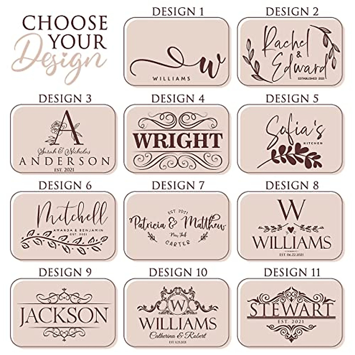 Personalized Cutting Board, 11 Designs, 5 Wood Styles Cutting Board - Wedding Gifts for Couple, Housewarming Gifts, Personalized Gifts for Mom and Dad, Grandma Gifts, Engraved Kitchen Sign