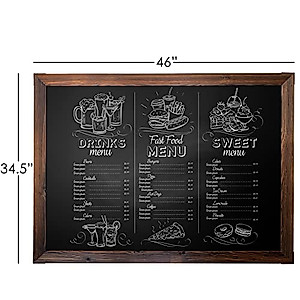 Loddie Doddie Magnetic Chalkboard - Easy-to-Erase Large Chalkboard for Wall Decor and Kitchen - Hanging Black Chalkboards (46x34.5, Rustic Frame)